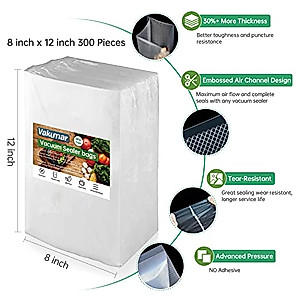 Vakumar Vacuum Sealer Bags 300 Pint 8 x 12 Inch Rolls for Food , Seal a Meal, Commercial Grade, BPA Free, Commercial Grade, Great for Storage, Meal prep and Sous Vide