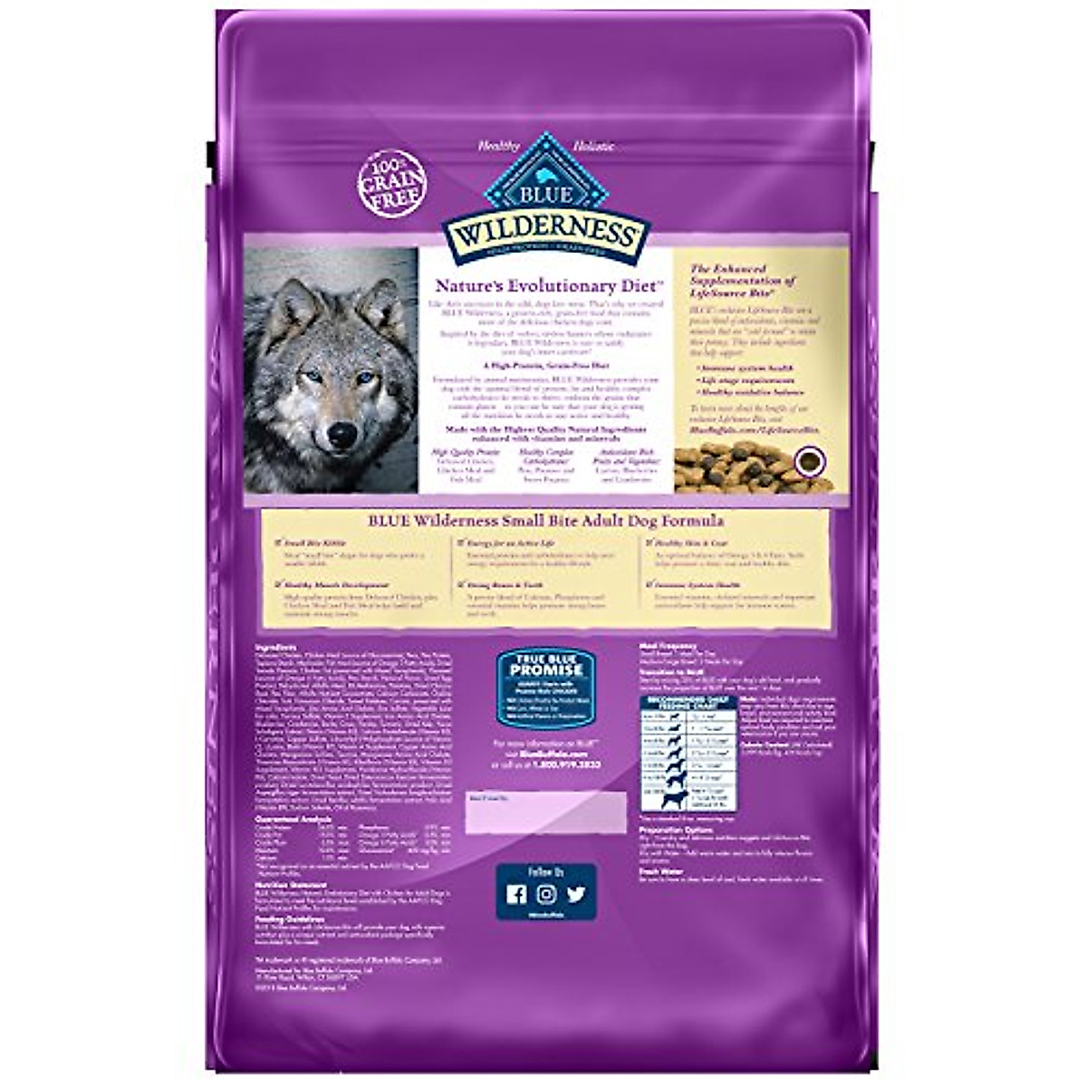 Blue Buffalo Wilderness High Protein, Natural Adult Small-Bite Dry Dog Food, Chicken 24-lb