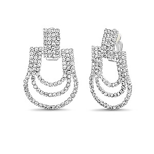 Badgley Mischka Rhinestone Door Knocker Clip On Earrings for Women