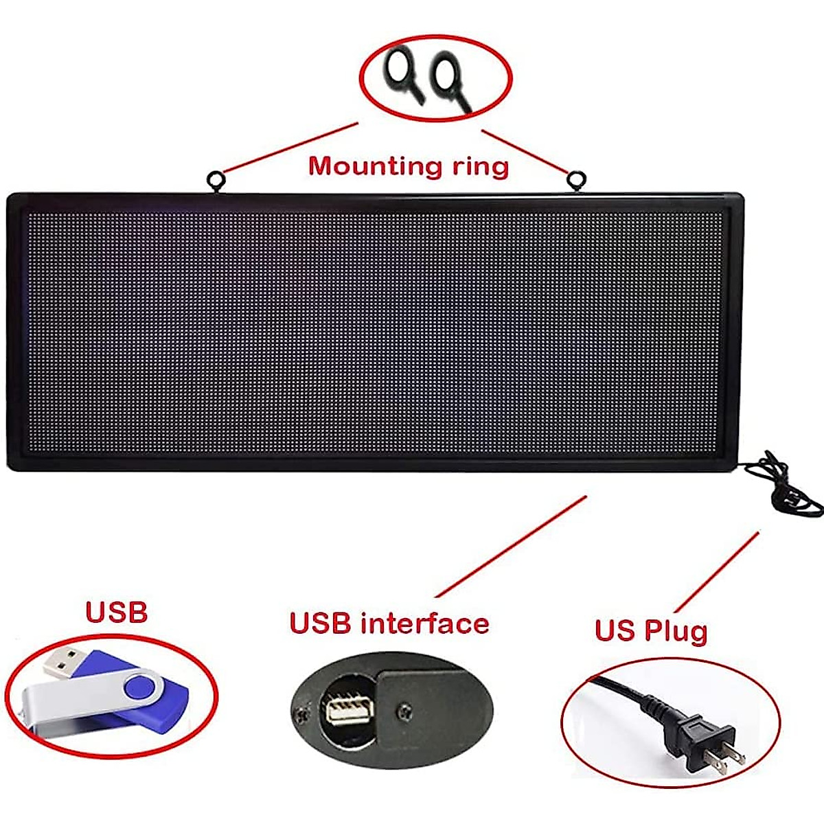 PH6 mm Outdoor LED Sign,40" x 18" Full Color Programming Support Texts, Images and Video Display.HIGH DEFINITION & HIGH BRIGHTNESS