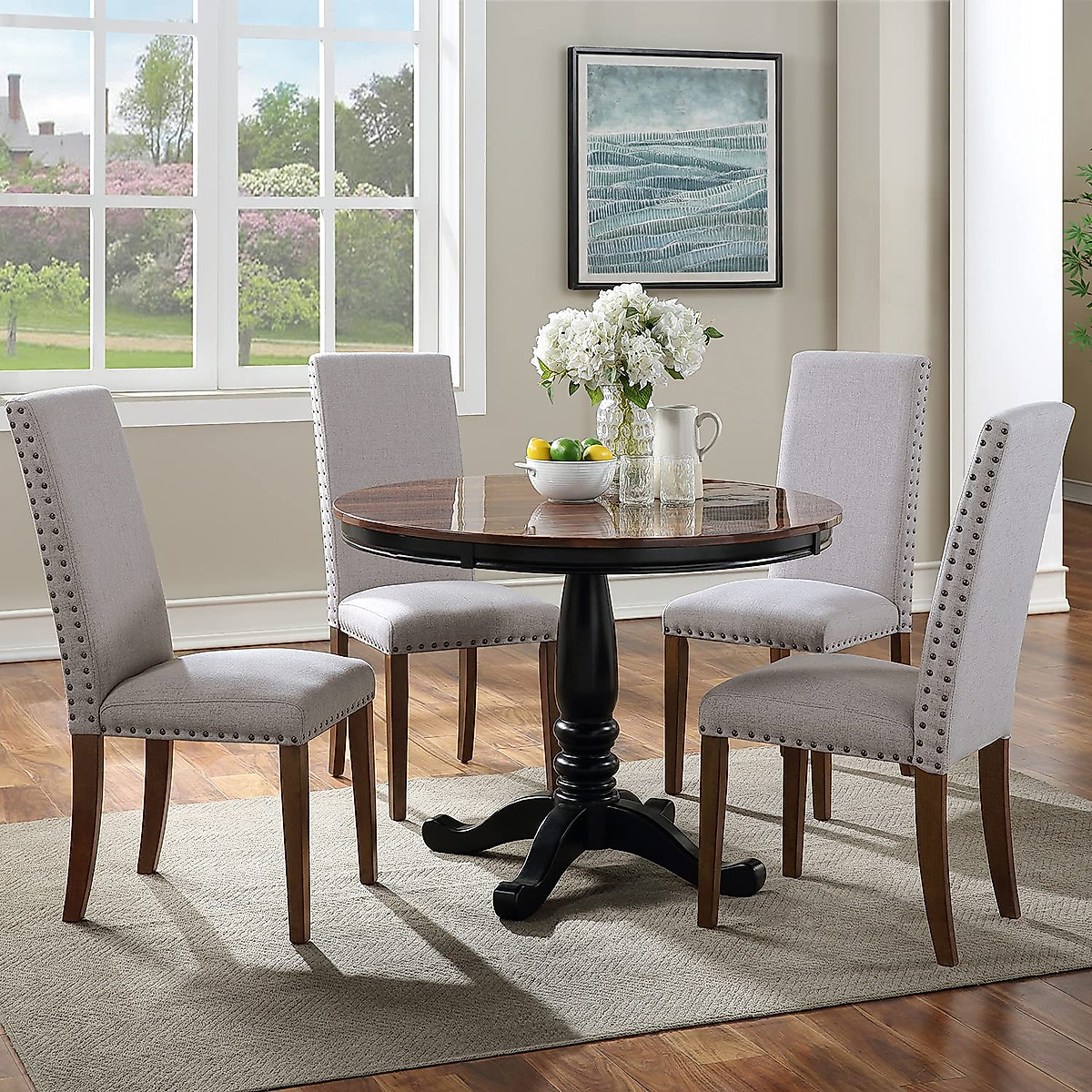 Merax Dining Chairs Dining Room Chairs - Kitchen Chairs Solid Wood Tufted Parsons Dining Chair Set of 2, Easy to Assemble