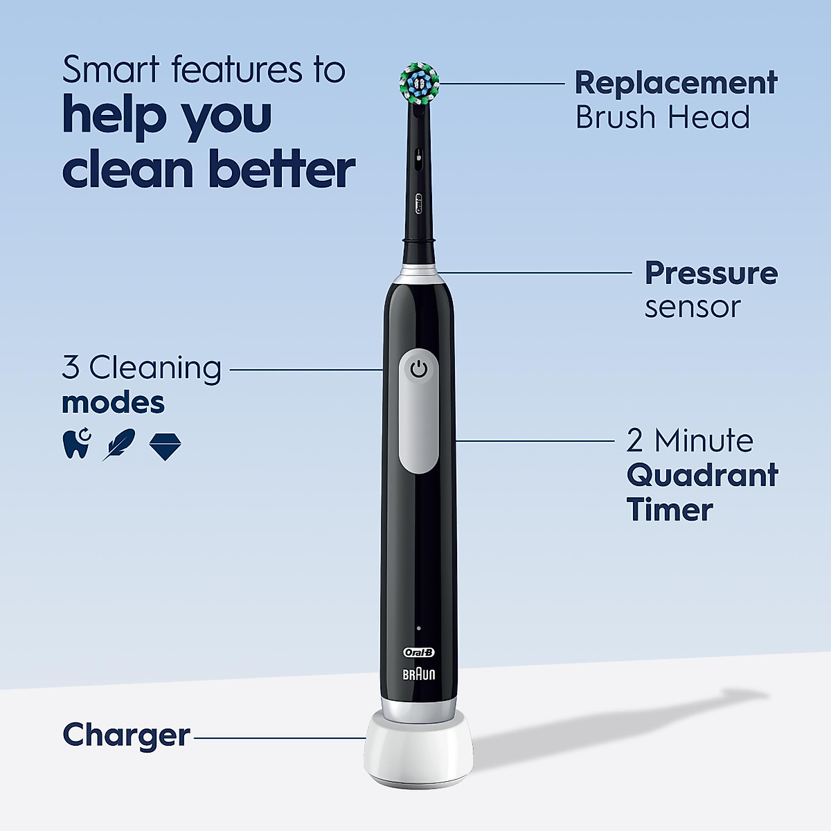 Oral-B Pro Limited Electric Toothbrush with (2) Brush Heads, Rechargeable, Black