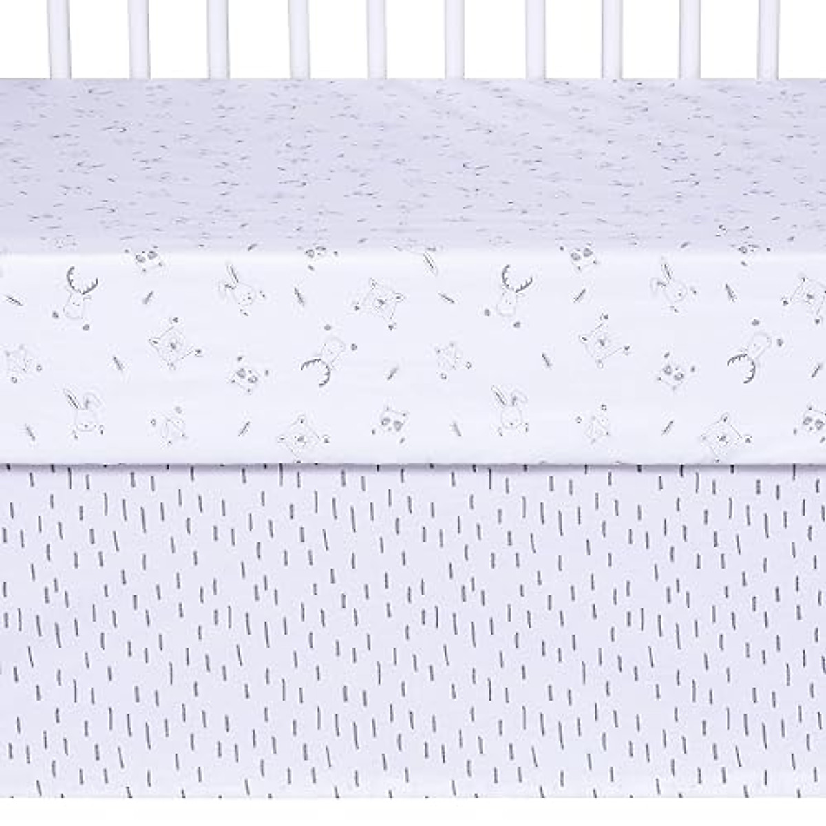 Trend Lab Peek-a-Boo Forest 3 Piece Crib Bedding Set, Gender-Neutral Color Palette, Includes Quilt, Fitted Crib Sheet and Skirt