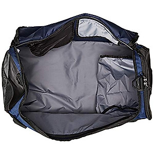 Nike Brasilia Training Duffel Bag, Versatile Bag with Padded Strap and Mesh Exterior Pocket, Medium, Midnight Navy/Black/White
