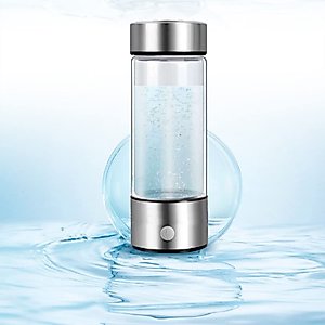 [Upgrade Version] Xglysmyc Portable Rechargeable Hydrogen Water Generator Bottle with New SPE and PEM Technology,Glass Hydrogen Water Machine Ionizer Health Cup for Home Office Travel Use