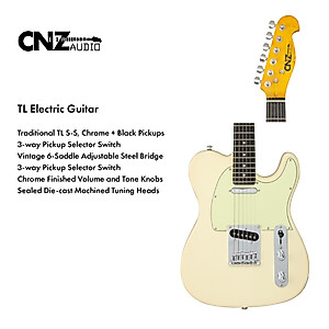 CNZ Audio Thinline TL Electric Guitar - Left Handed - Butterscotch Blonde Finish, Semi-Hollow Body, Amber Maple Gloss Neck and Fingerboard