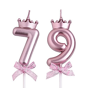 VSHILI 79th 97th Birthday Candles, Rose Gold 97 79 Year Old Number Birthday Candles, Happy Birthday Party Cake Topper Decoration Gifts for Women Men