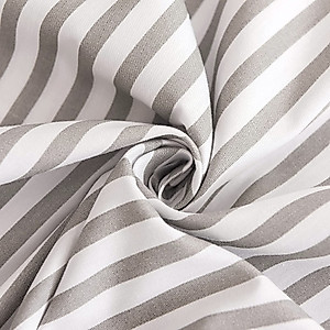 JELLYMONI 100% Natural Cotton Striped Standard Pillowcases Set, 2 Pack White and Grey Stripes Pattern Printed Pillow Covers with Envelope Closure(Pillows are not Included)