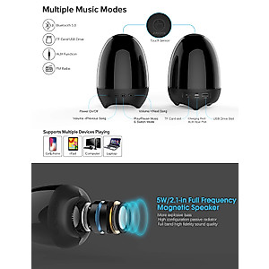 Aiscool Night Light Bluetooth Speaker, 3D Glass Music Bedside Table Lamp with 7 Colors, LED Touch Night Lamp Rechargeable Portable Lamp Gifts for Girls, Boys, Women, Men, Dad, Mom(Galaxy Black)