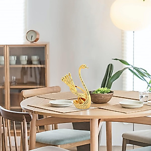 Agatige Gold Coffee Spoon for Coffee Bar, 6pcs 5in Long Coffee Stir Spoon Crown Handle Dessert Spoons Gold Tea Spoons Espresso Spoons with Decorative Swan Base Holder (Gold)