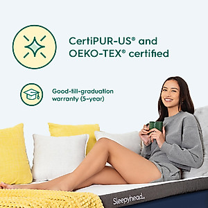 Sleepyhead College Dorm Room Essential Cooling Copper Infused Mattress Topper Twin XL, Thick, Memory Foam Mattress Topper, Washable Cover, 3'' Copper Mattress Pad, 38x80 inches