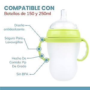Baby Bottle Handle Grip for Comotomo 5 Ounce and 8 Ounce Silicone Bottles, 3 Pack, Green