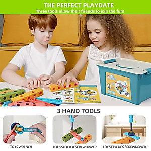 Erector Sets for Kids Ages 4-8, Easy Assembled 163 PCS Building Blocks, STEM Games for 4 5 6 7 8 Year Old Girls Boys Kids, Educational Building Toy STEM Kits with Tools, Design Guide, Storage Bin