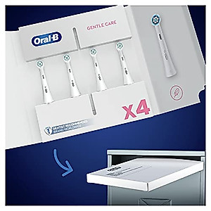Oral-B iO Gentle Care Electric Toothbrush Head, Twisted & Angled Bristles for Deeper Plaque Removal, Pack of 4, Suitable for Mailbox, White