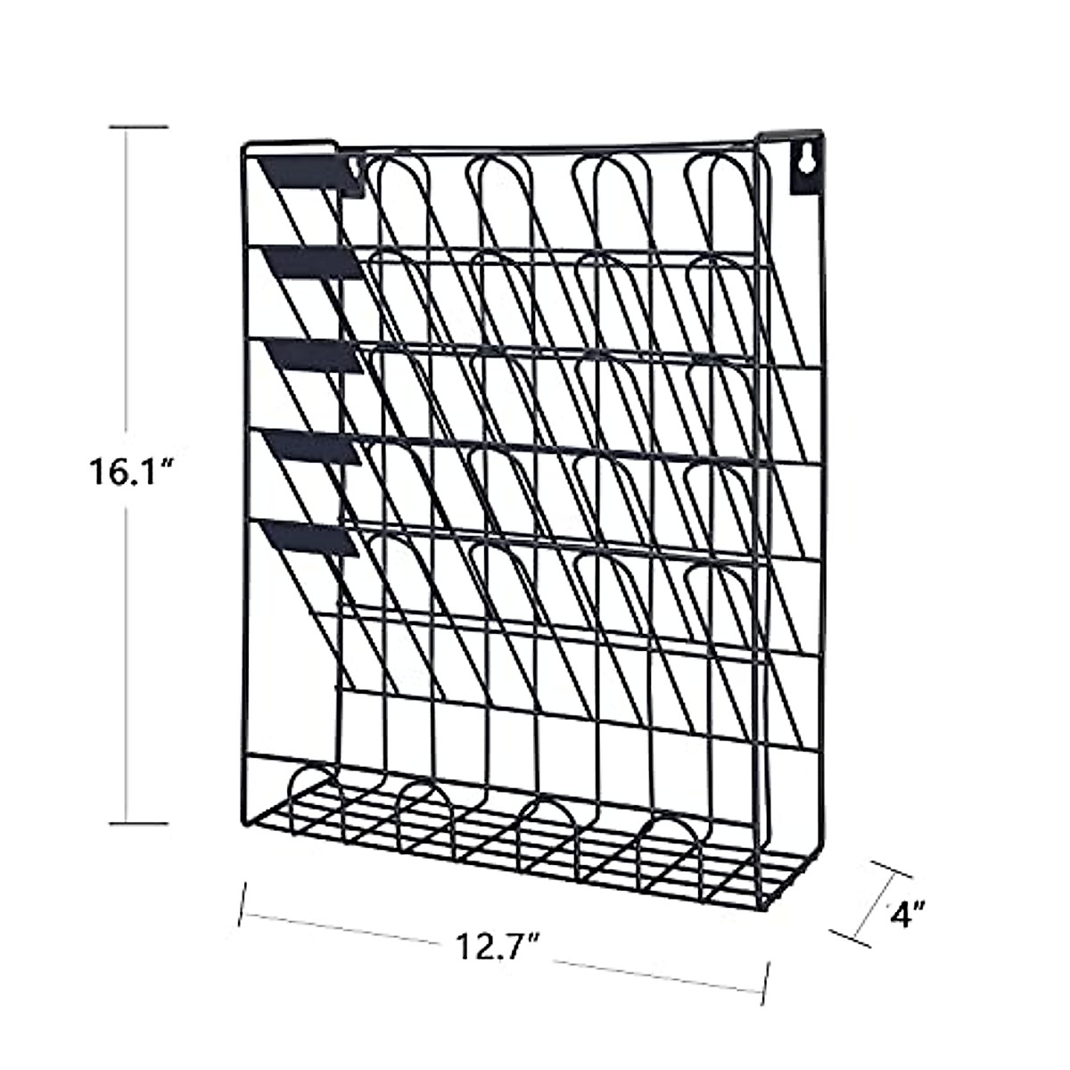 Spacrea Hanging File Holder Organizer - 6 Tier Wall Mount File Organizer, Hanging Wall File for Office, School or Home (Black)