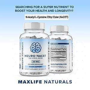 Neuro NACET - N-Acetyl Cysteine Ethyl Ester - 20x More Bioavailable Than NAC 1000mg - 10x Higher Glutathione Boost Over Liposomal Glutathione - NAC Ethyl Ester with Glycine, Selenium, Brain Support