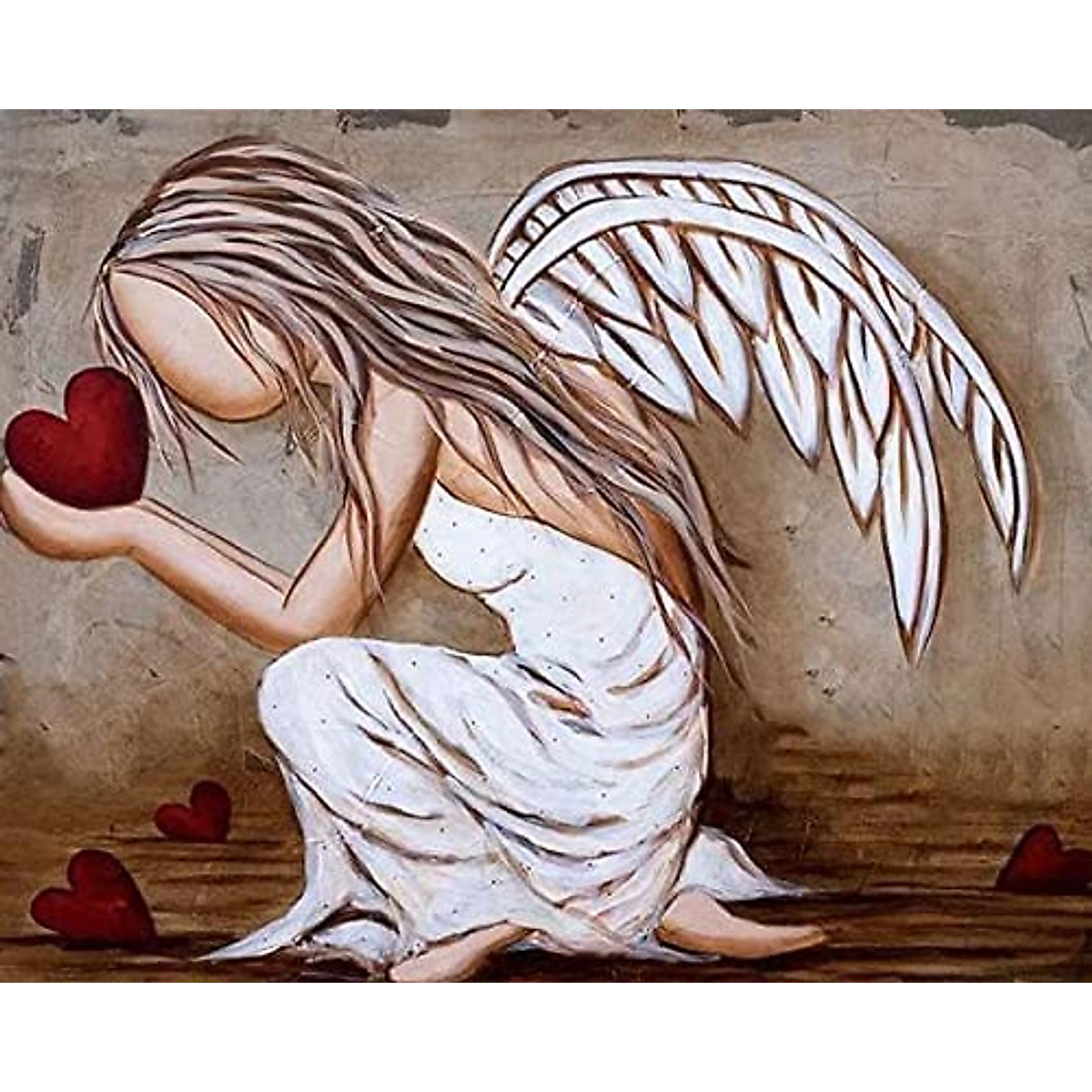 5D Angel Girl Diamond Painting DIY Full Round Drill Crystal Rhinestone Embroidery Art Painting for Bar Cafe Garage Home Gift Birthday Wedding （12x16Inch）