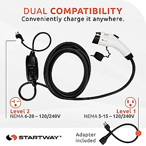 DUOSIDA Level 2 EV Charger – 16A, 25FT Portable J1772 Charging Station | Startway Edition