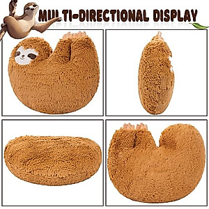 AmyToo Plush Sloth Pillow 16 inch Soft Sloth Plush Toy Stuffed Animal Squishy Neck Pillow Hugging Sloth Room Decoration Birthday Gifts for Toddlers