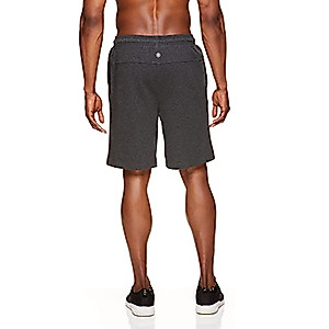 Gaiam Men's French Terry Yoga Shorts - Athletic Gym and Running Sweat Short with Pockets - Savasana Black Heather, X-Large