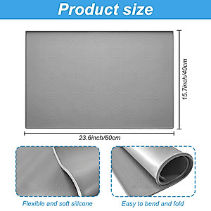 YEXEXINM Waterproof Water Cooler Dispenser Mat with Raised Edge for Foor Hardwood Floor and Countertop Protector, Non-Slip Water Dispenser Mat Heat Resistant, Easy to Clean, 24" x 16", Grey
