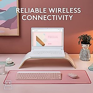 Logitech MK470 Slim Wireless Keyboard and Mouse Combo - Modern Compact Layout, Ultra Quiet, 2.4 GHz USB Receiver, Plug n' Play Connectivity, Compatible with Windows - Rose