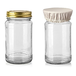 3- Pack Organic Jar Covers Unbleached Reusable 100% Cotton Elastic Kombucha Cloth Canning Lids - Ecofriendly (Fits Jar mouth ranging 2.5"- 4.5")