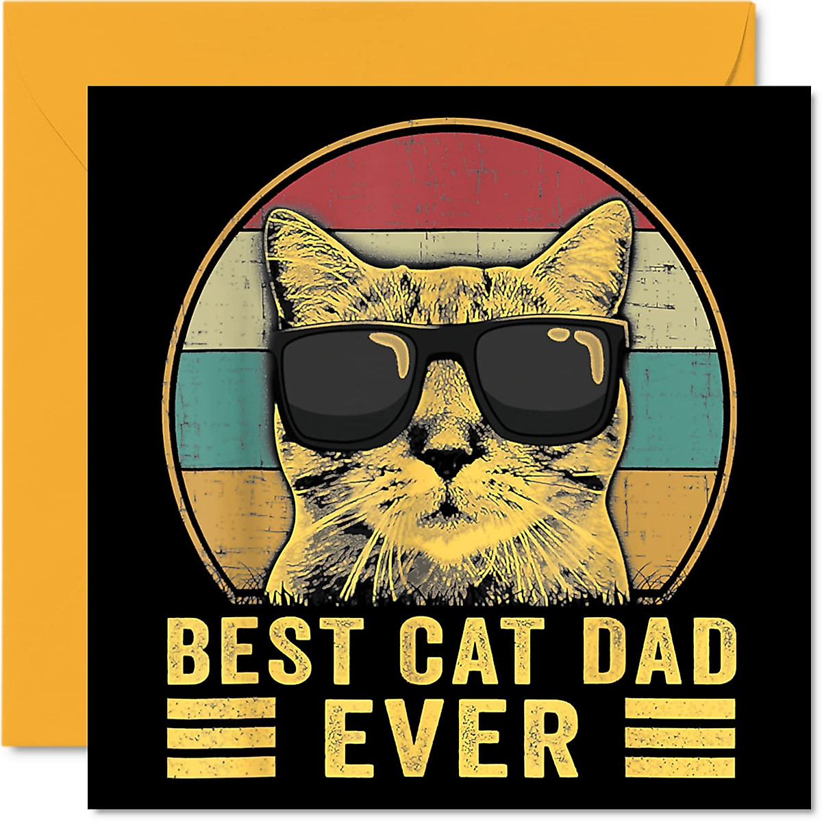Birthday Cards for Dad from the Cat - Best Cat Dad Ever - Cat Fathers Day Card from Cat for Dad, Funny Cat Dad Papa Pops Gifts, 5.7 x 5.7 Inch Joke Happy Birthday Greeting Cards Gift for Daddy Papa