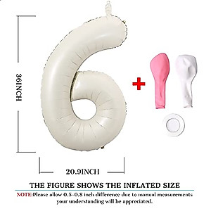 MJartoria Bundle 40 Inch Cream White 61 Number Balloons 61st Birthday Foil Balloon Large Digital Balloon for Birthday Party Wedding Anniversary Baby Shower Decorations