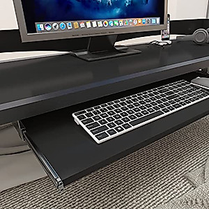 sogesfurniture Overbed Table with Wheels,Height and Length Adjustable Mobile Table 47 inches Works as Laptop Cart Computer Table Bed Table,Black BHUS-203-2-120BK