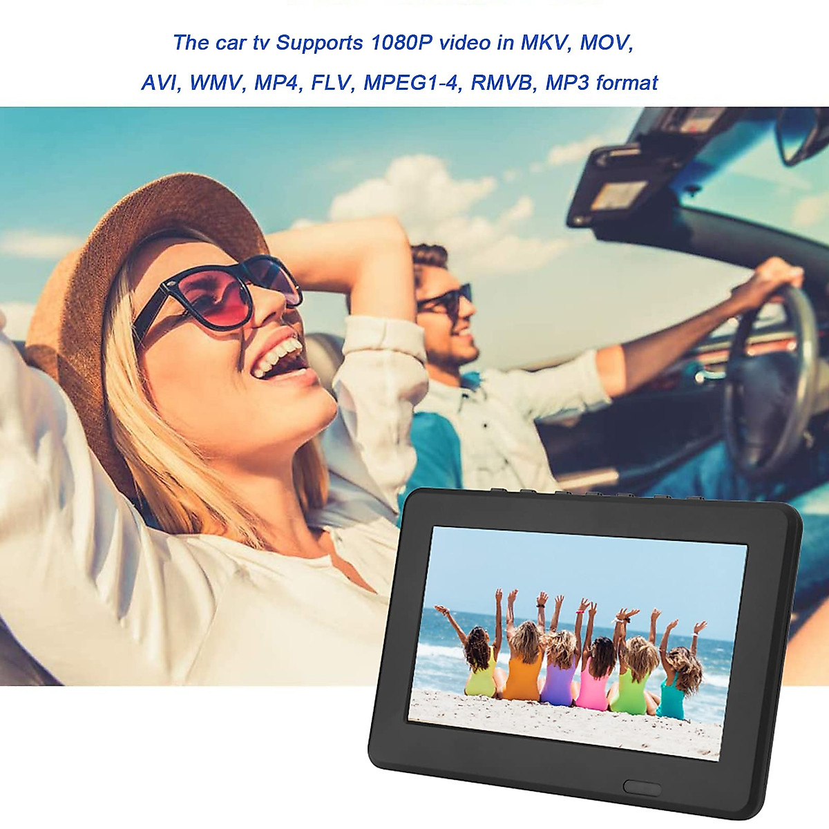 ciciglow 7'' Portable TV,1080P 16:9 HD Digital Television Color TFT-LED Rechargeable Battery Operated TV with Antenna,USB, Headphone Jack, AV Inputs,Small Memory Card Slot,for Kids Car Home