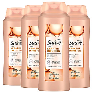 Suave Professionals Smoothing Shampoo For Dry Hair Keratin Infusion Hair Shampoo with 48-hour Frizz Control, 28 Fl Oz (Pack of 4)