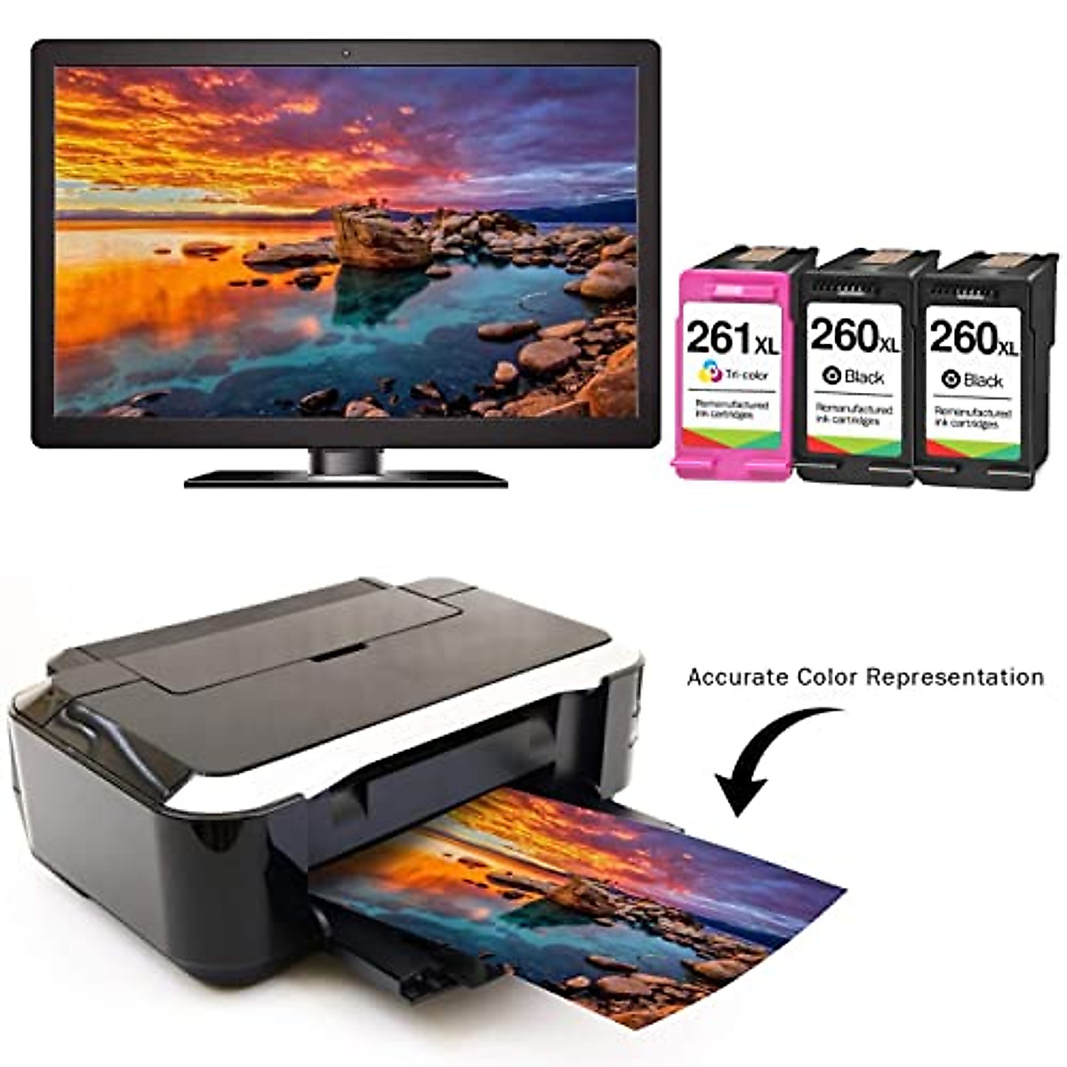 Limeink Remanufactured Ink Cartridges Replacement for Canon 260 and 261 Ink Cartridges 260XL 261 XL for Canon TS6420 Ink Cartridges for Canon TS6400 Ink Cartridges PG-260 Pixma TS5320 TS5300 (3pk)