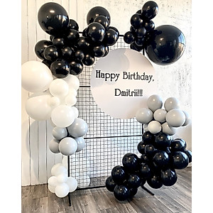 Black and White Balloon Arch, Balloon Garland Black White with Matte Black and White Latex Balloons, Black and White Balloon Arch Kit for Birthday, Baby Shower, Wedding, Graduation Party Decorations
