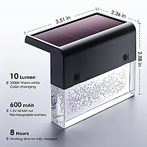 DenicMic Solar Deck Lights Outdoor Fence Solar Lights for Step, Railing, Wall, Pool Side LED Waterproof Warm White/Color Changing Patio Decor 6 Pack