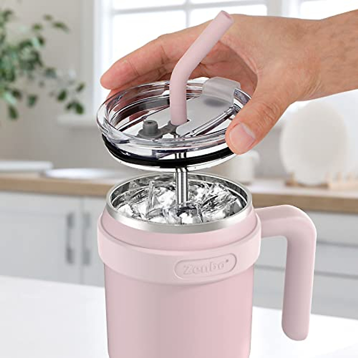 Zenbo 50 oz Mug Tumbler With Handle and Straw Lid | Stainless Steel Insulated Tumblers, Keeps Drinks Cold up to 34 Hours, Fit in Car Cup Holder, Dishwasher Safe,BPA Free