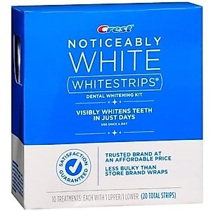 Crest Noticeably White Whitestrips, 2 Packs of 10 Treaments/20 Strips, 20 Total Treatments/40 Total Strips