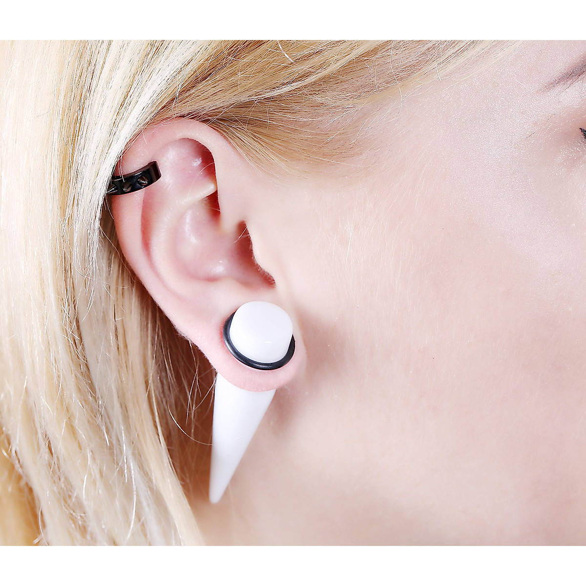 WBRWP 48pcs Ear Stretching Kit Set : Acrylic Tapers and Plugs with Double O-Ring & Soft Silicone Tunnels Ear Expander Gauges Stretcher Body Piercing Jewelry 14g-00g (Glow in Dark)