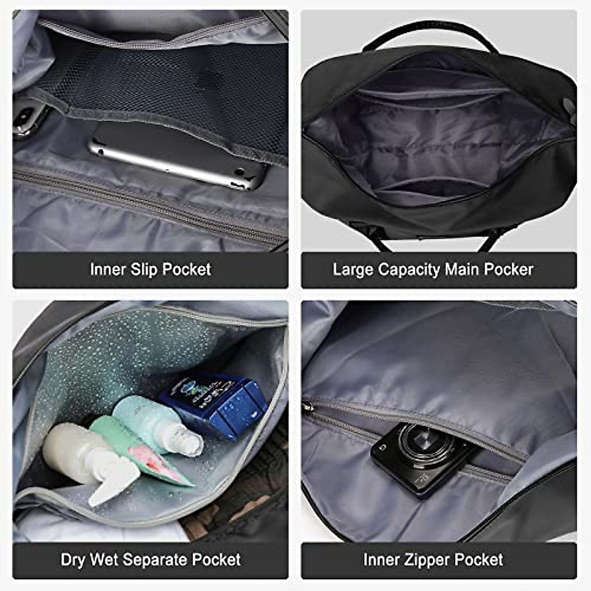 Sport Travel Duffle Bag Large Gym Tote Bag for Women, Weekender Bag Carry on Bag for Airplane, Ladies Beach Bag Overnight Bag Luggage Bag with Wet Bag Black Large Hospital Bag for Labor and Delivery