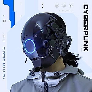 pafgaf Cyberpunk Mask Helmet for Men & Women, Technological Masks, Suitable for Parties, Music Festivals, and Halloween Costumes Cosplay, Featuring LED Lights of the Future Helmets