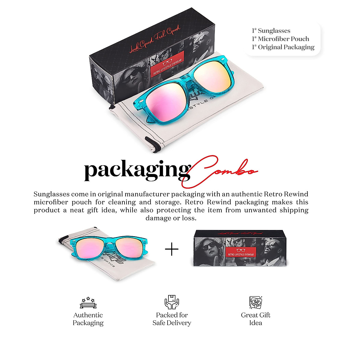 Retro Rewind Translucent Frame Colorful Neon 80s Sunglasses for Men Women - Reflective Mirrored Lens