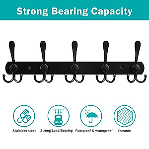 YOUDENOVA Wall Mount Coat Hook, Metal Coat Hanger for Hanging Clothes, Black Wall Coat Hooks for Bedroom, Kitchen, Bathroom, Black