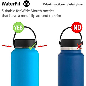 WaterFit Paracord Handle - Paracord Carrier Survival Strap Cord with Safety Ring and Carabiner Compatible with Hydro Flask Wide Mouth Water Bottles 12oz - 64 oz