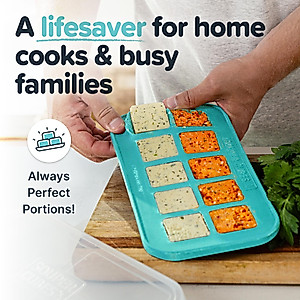 Souper Cubes 2 Tbsp Silicone Freezer Tray With Lid - Easy Meal Prep Container and Kitchen Storage Solution - Silicone Mold for Soup and Food Storage - Aqua – 1-Pack