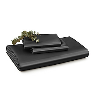 Vonty 3-Piece Silky Satin Duvet Cover Set King Size Comforter Cover, Organic Natural 400TC Black Duvet Cover Set - Luxury & Sexy Bedding Duvet Covers with Zipper Closure(No Comforter)