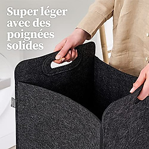 Hennez Collapsible Laundry Hamper Felt 70L - Lightweight Foldable Laundry Bin - Dirty Clothes Hamper - Tall Basket - Laundry Baskets with Handles - Pop Up Laundry Hamper - Felt Basket - Kids Hampers