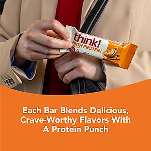 think! Protein Bars, High Protein Snacks, Gluten Free, Kosher Friendly, Creamy Peanut Butter, Nutrition Bars, 2.1 Oz per Bar, 12 Count (Packaging May Vary)