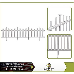 Zippity Outdoor Products ZP19001 No Dig Madison Vinyl Picket Fence, White, 30" x 56.5" (1 Box, 2 Panels), 1 x Pack of 2