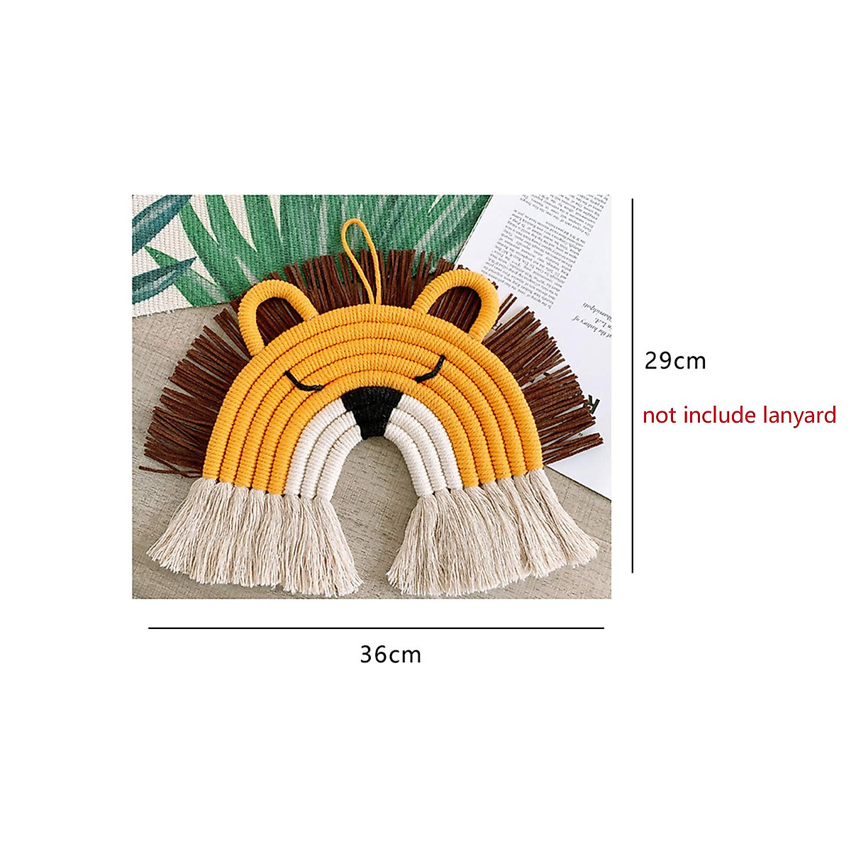 ZOONAI Deer Lion Wall Décor Handmade Weaving Ornament Modern Home Decoration Accessories Hanging Pendant for Party Baby Shower Bedroom Nursery Baby Kids Rooms (Lion)