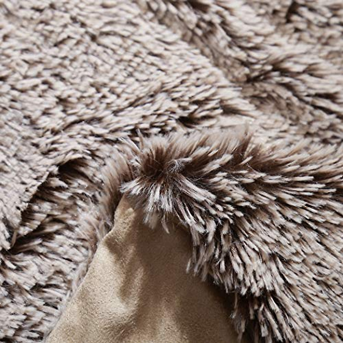 MOONLINE Super Soft Two Tone Faux Fur Throw Blanket, Decorative Fuzzy Warm Cozy Rabbit Fur Throws for Sofa, Couch, Chair, Coffee Brownor (Brown, 50x60)
